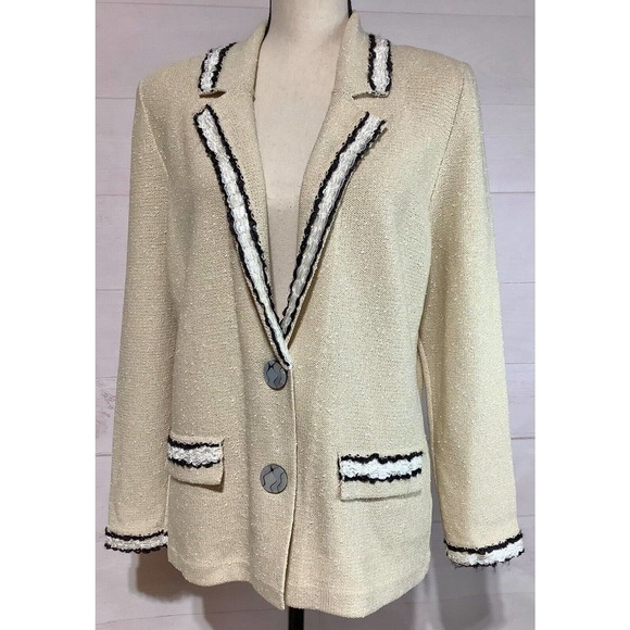 J.S.S. Knitware | Sweaters | Jss Knitware Sz M Beige Classic Blazer ...